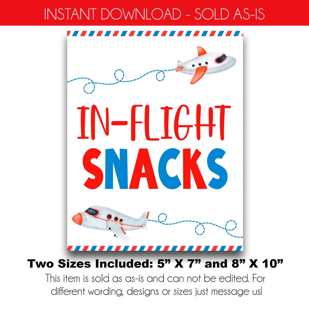 INSTANT DOWNLOAD | In-flight Snacks Sign | Airplane Birthday Party Food ...
