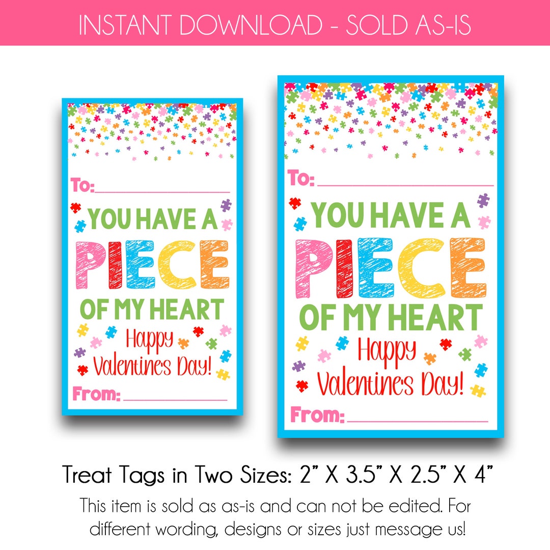 INSTANT DOWNLOAD | You Have a Piece of My Heart Kid's Valentine Treat ...