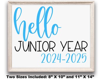 Blue First Day of Senior Year Sign Hello 12th Grade 2024 Sign First Day ...