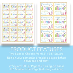 EDITABLE Some Bunny Loves You Square Easter Gift Tags | Printable ...