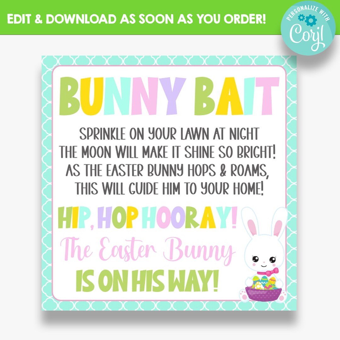 EDITABLE Bunny Bait Easter Gift Tags | Kids Easter Eve Bunny Bait ...