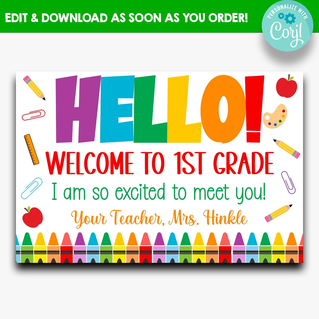 EDITABLE Hello! Welcome Back to School Postcard for ANY Grade | Meet ...
