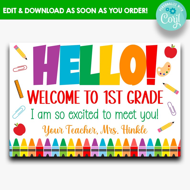 EDITABLE Hello Welcome Back to School Postcard for ANY Grade - Etsy