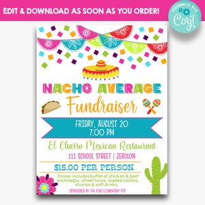 EDITABLE Nacho Average Fundraiser Flyer | Mexican Dinner Fundraising ...