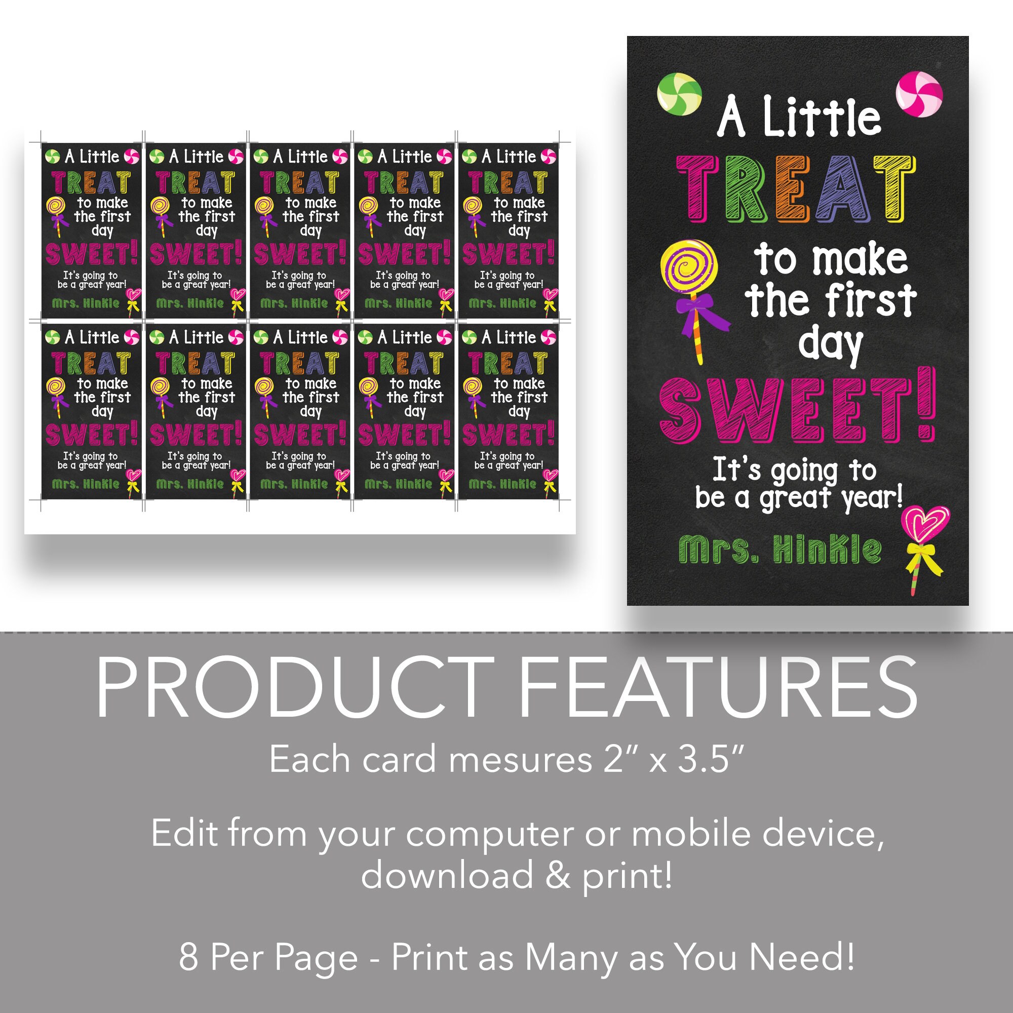 Editable Chalk Background Sweet Treat Welcome Back to School - Etsy