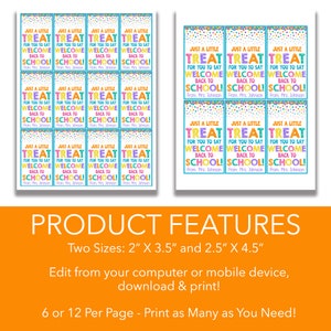 EDITABLE First Day of School Treat Tags Pastel Just a Little Treat to ...