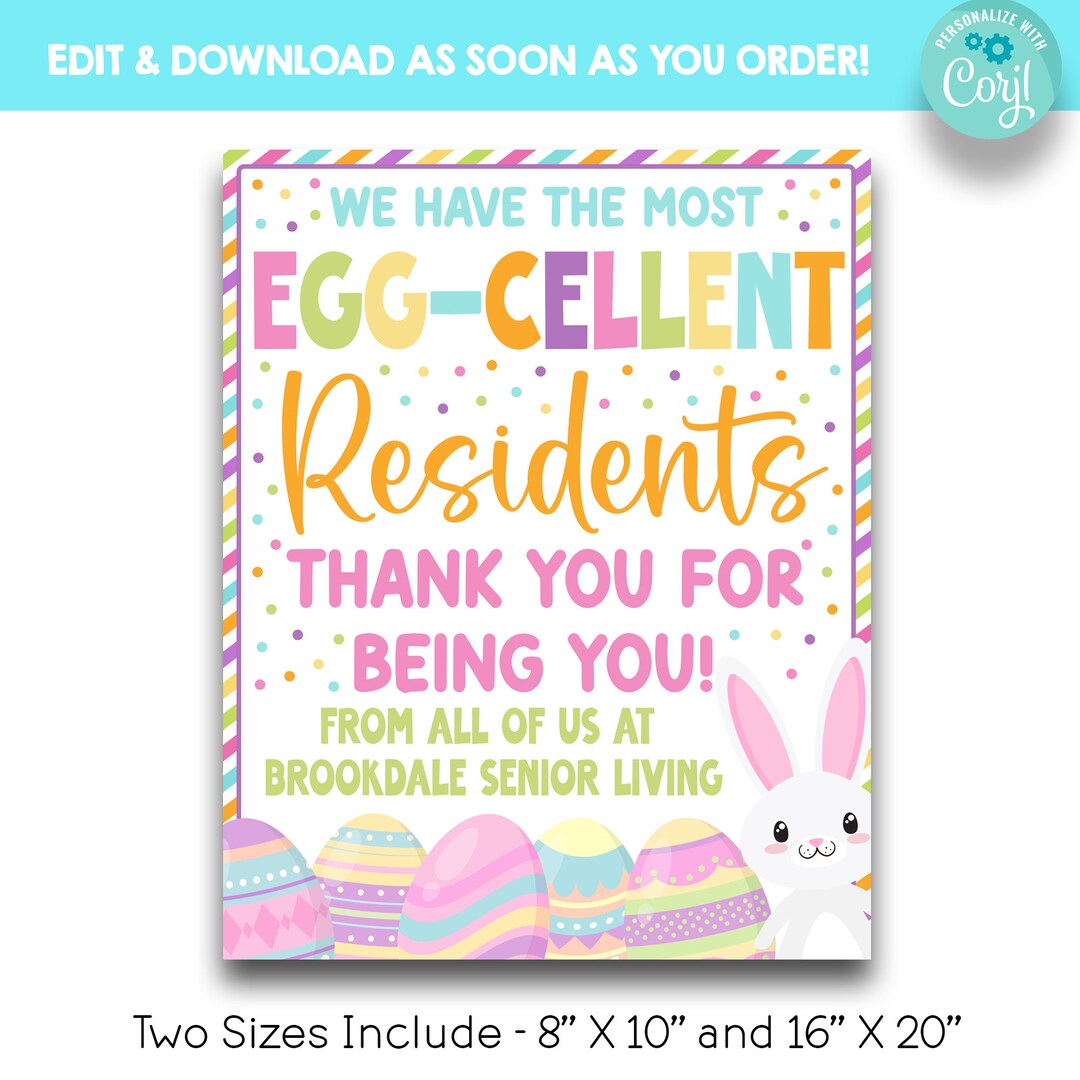 EDITABLE We Have the Most Egg-cellent Residents Easter Appreciation ...