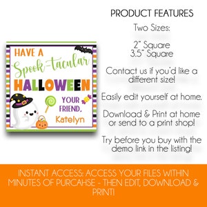 EDITABLE Have a Spook-tacular Halloween Treat Tags | Kids Halloween ...