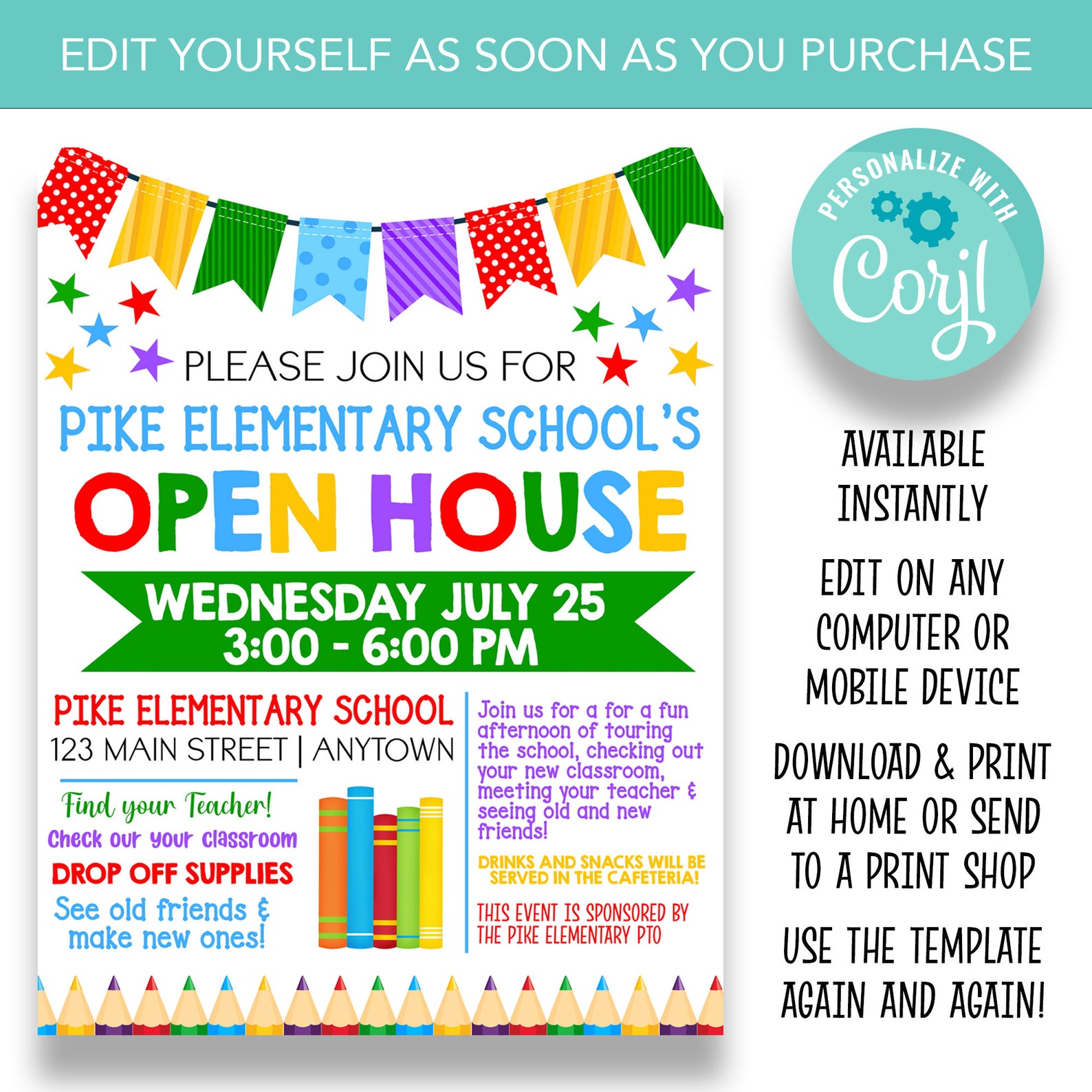 EDITABLE Back to School Open House Flyer Printable Back to - Etsy