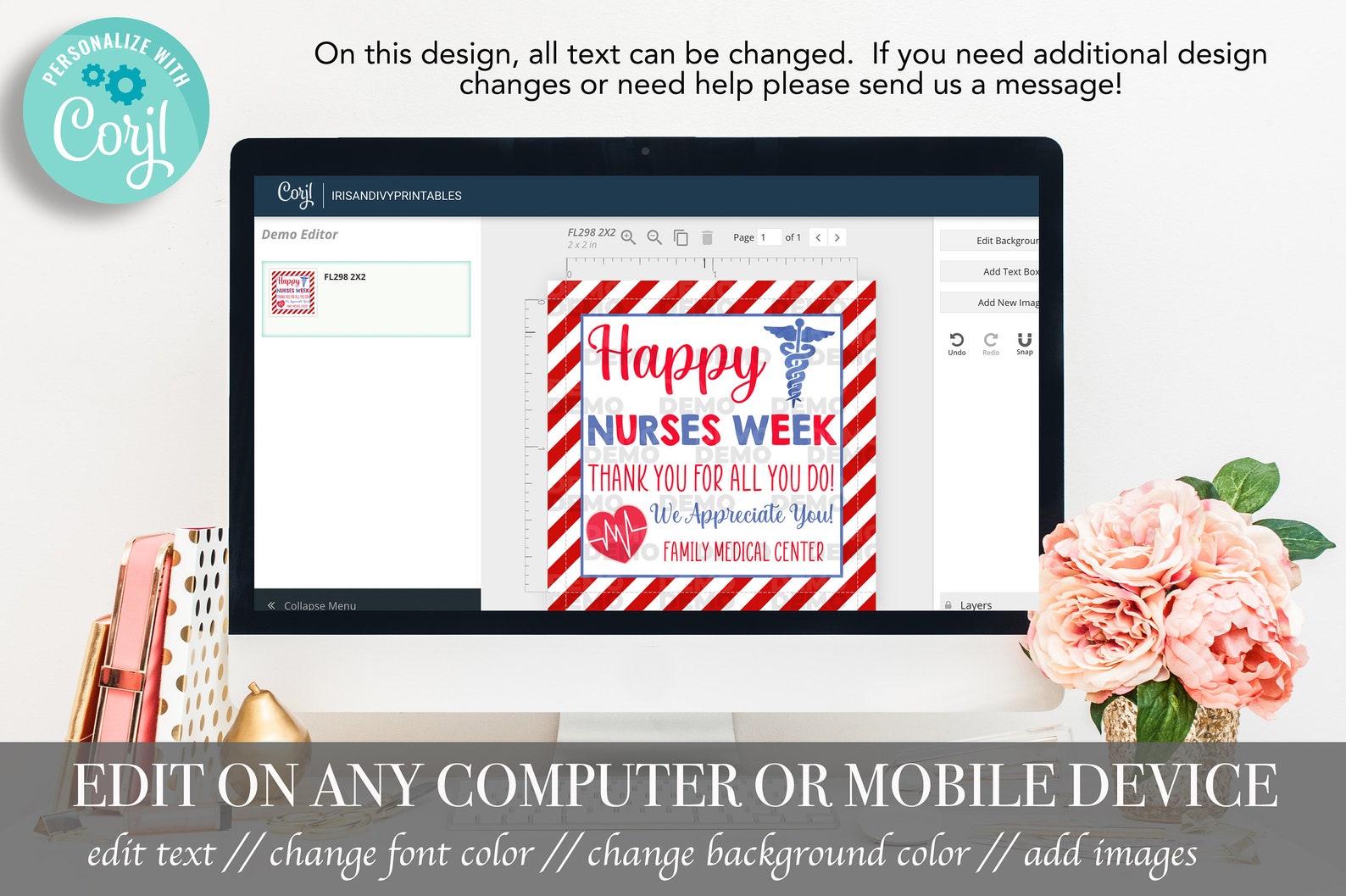 EDITABLE Happy Nurses Week Gift Tags | Nurse Appreciation Treat Tags ...