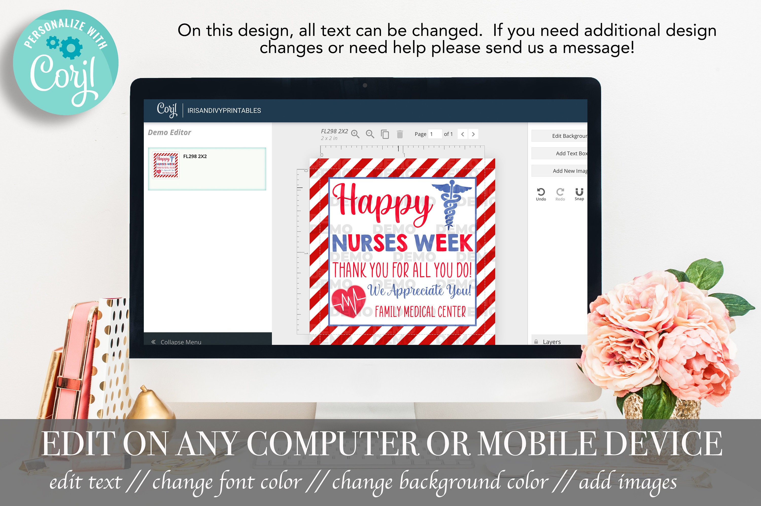 EDITABLE Happy Nurses Week Gift Tags | Nurse Appreciation Treat Tags ...