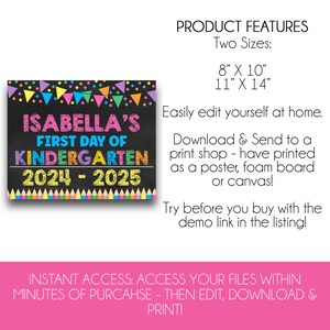 Editable Pastel First Day of Kindergarten First Day of School Sign ...