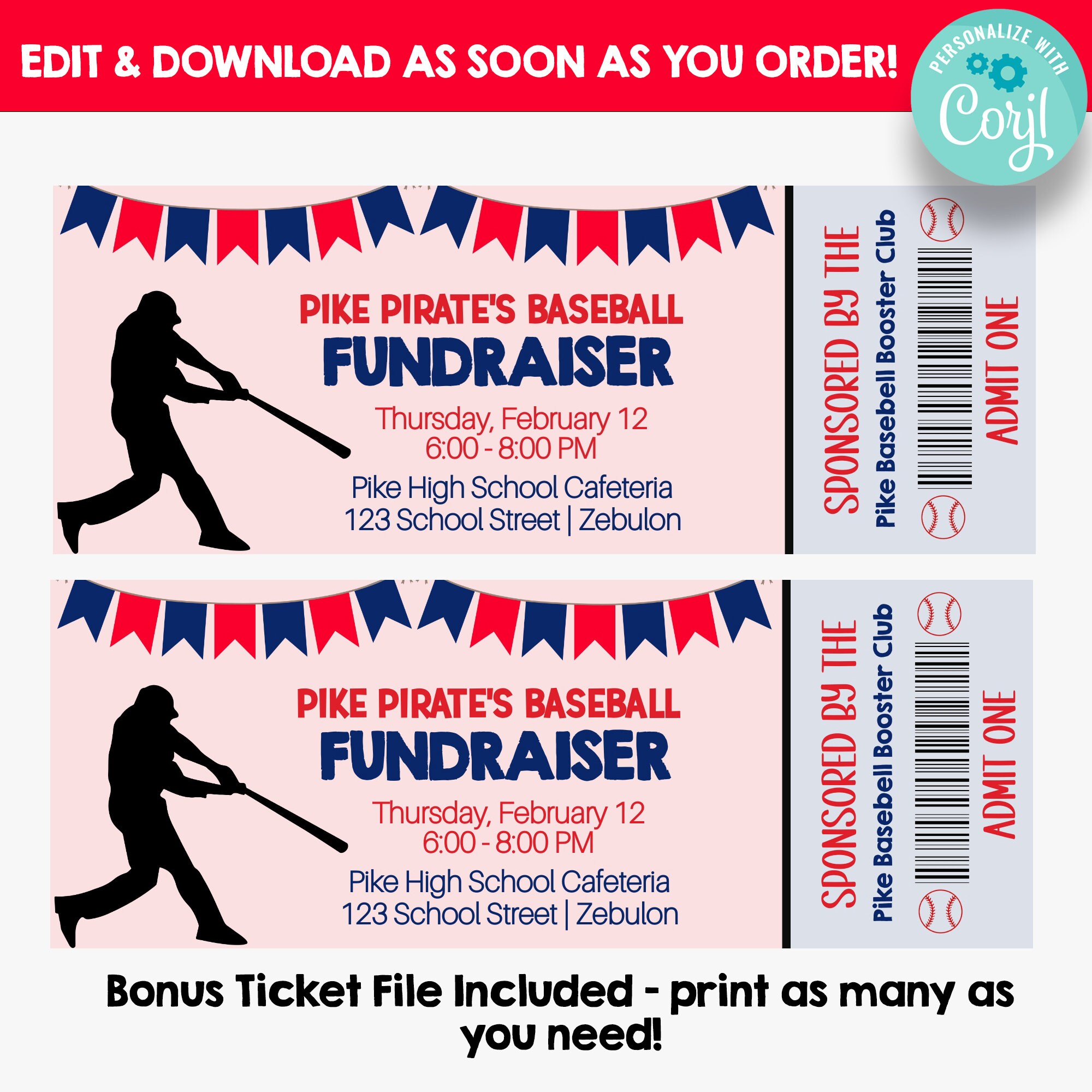 EDITABLE Baseball Fundraisier Flyer | Baseball Fundraising Dinner Flyer ...