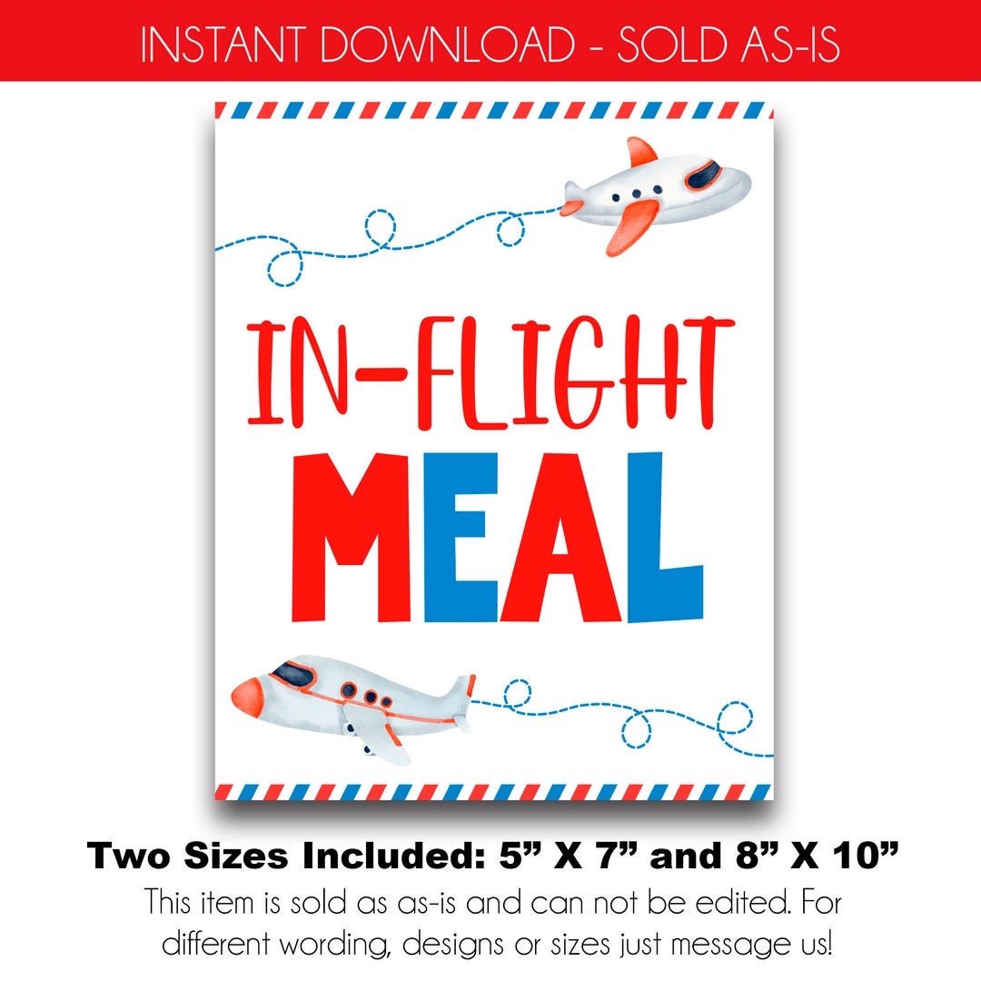 INSTANT DOWNLOAD | In-flight Meal Sign | Airplane Birthday Party Food ...