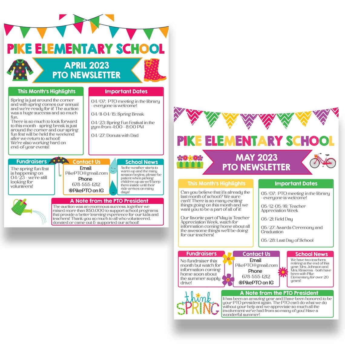 EDITABLE Yearly PTO Newsletter Template Set | Monthly PTO Newsletters ...