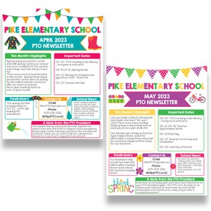 EDITABLE Yearly PTO Newsletter Template Set | Monthly PTO Newsletters ...