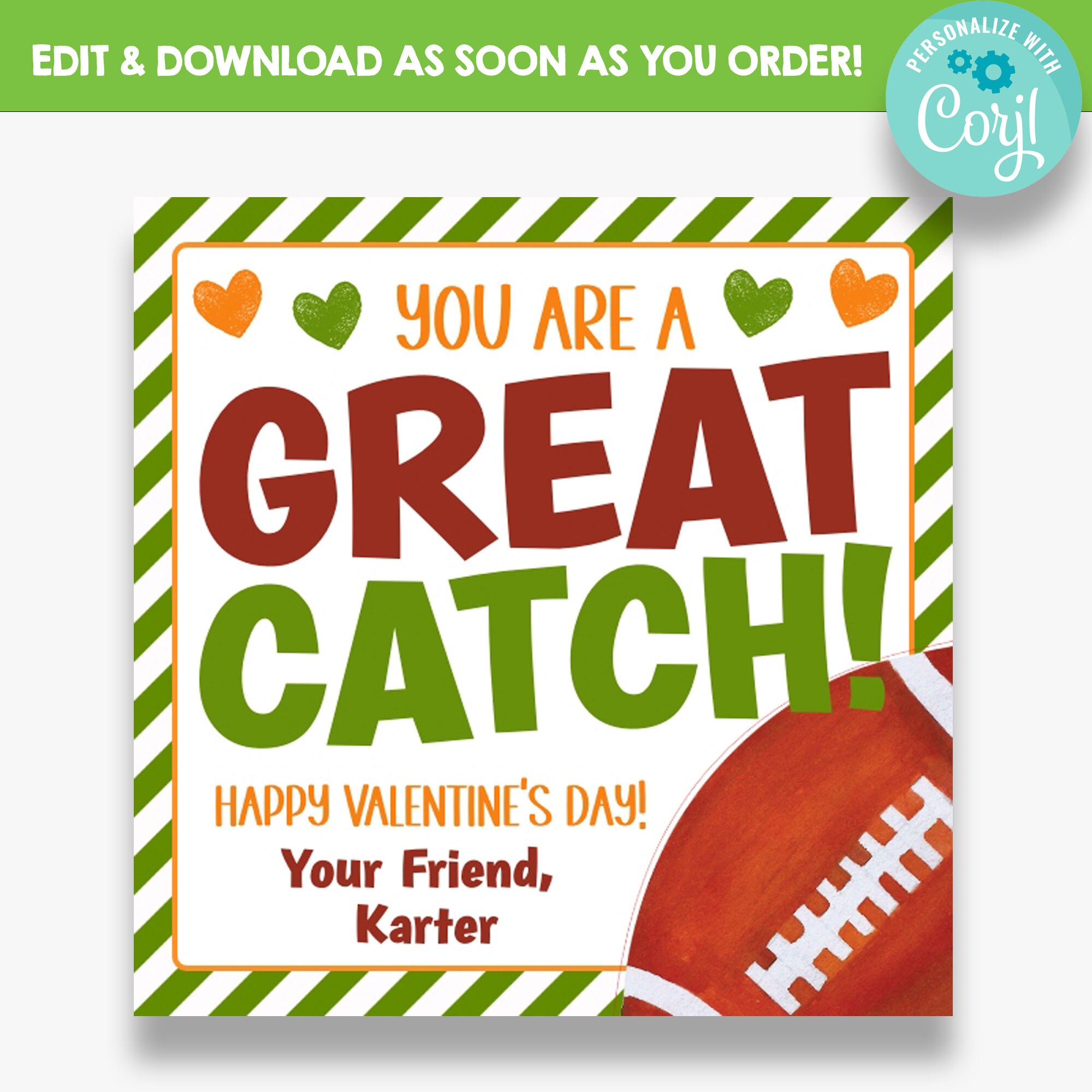 EDITABLE You're a Great Catch Valentine's Gift Tags | Printable ...