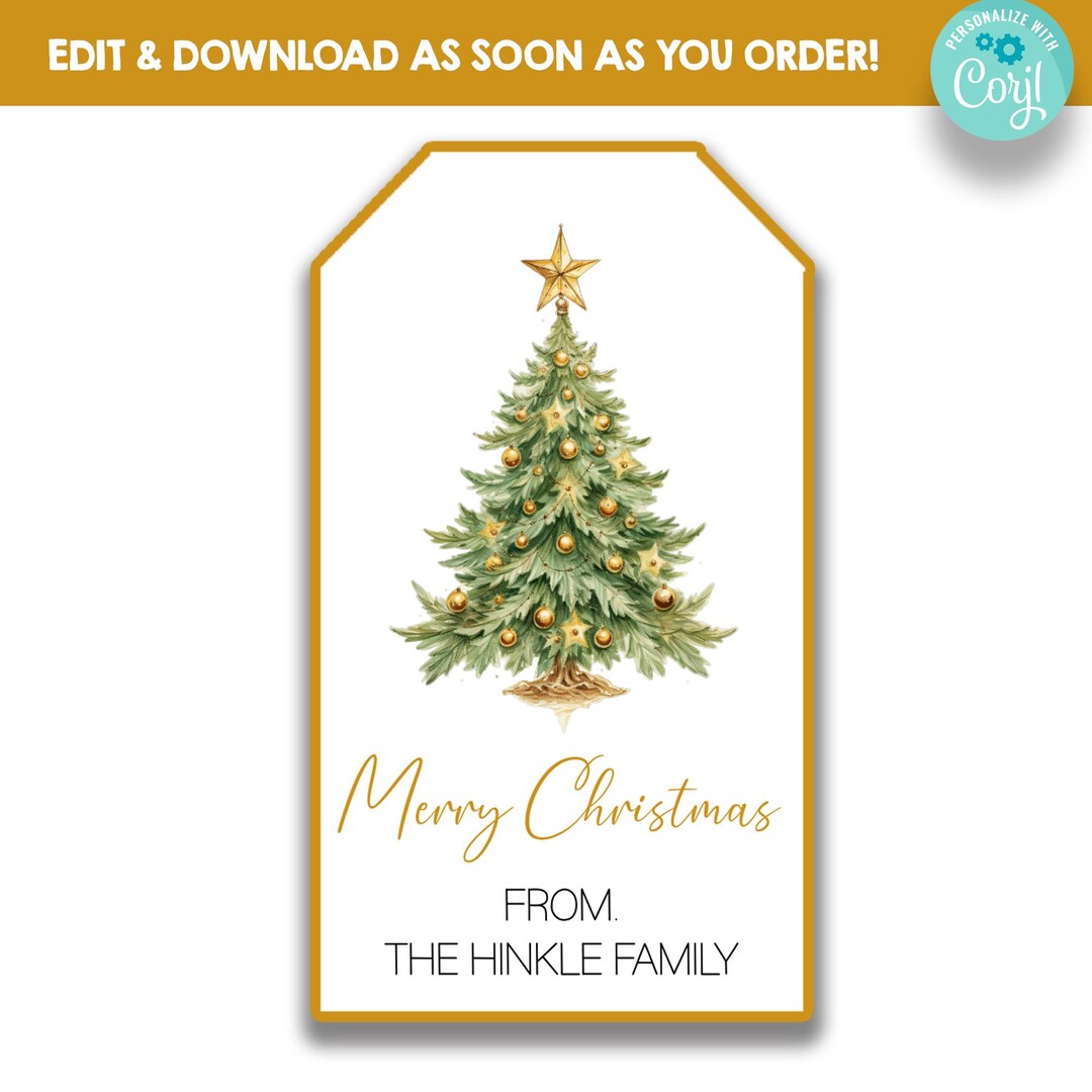 EDITABLE Watercolor Christmas Tree Gift Tags | Modern Christmas Tags ...