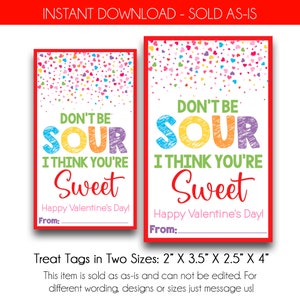 INSTANT DOWNLOAD | Don't Be Sour I Think You're Sweet Kid's Valentine's ...
