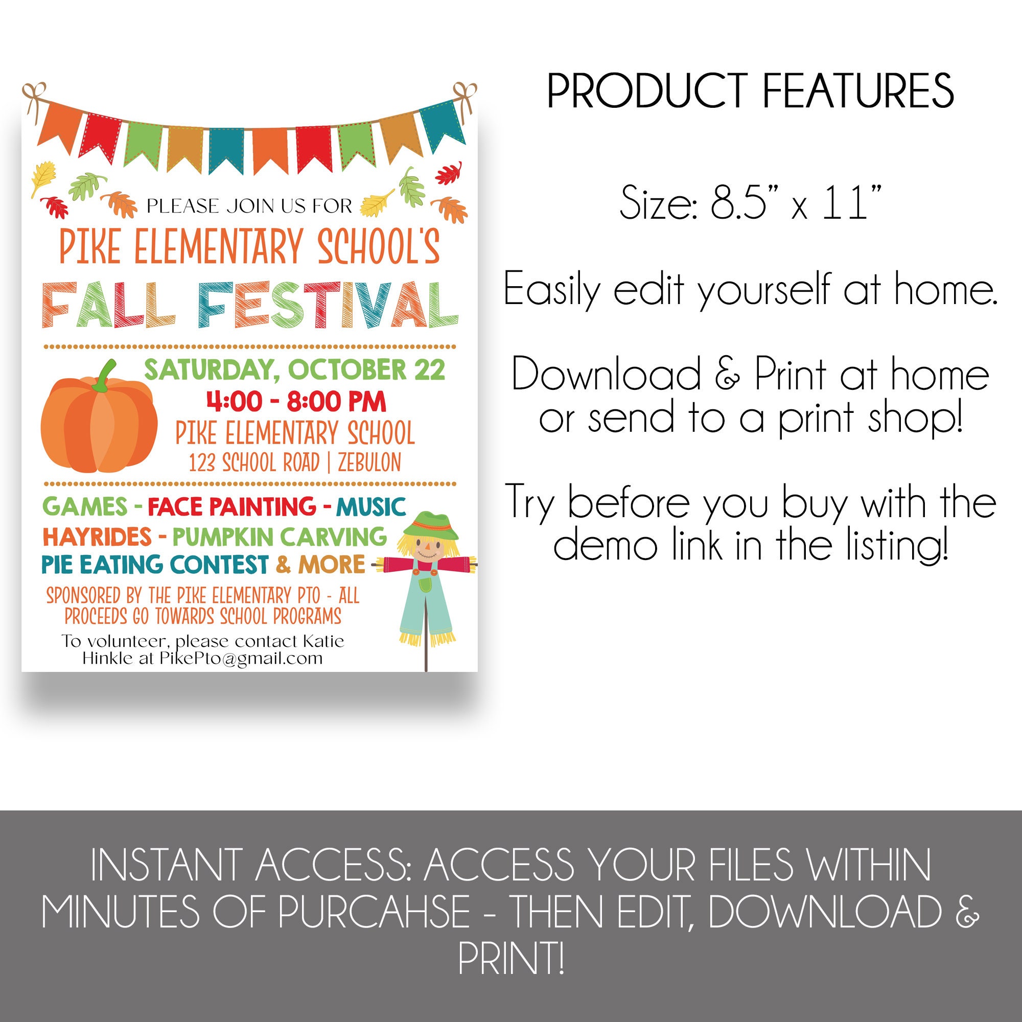 EDITABLE Fall Festival Flyer Printable Fall Festival - Etsy