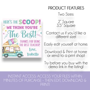 EDITABLE Here's the Scoop Ice Cream Gift Tags | Teacher Appreciation ...