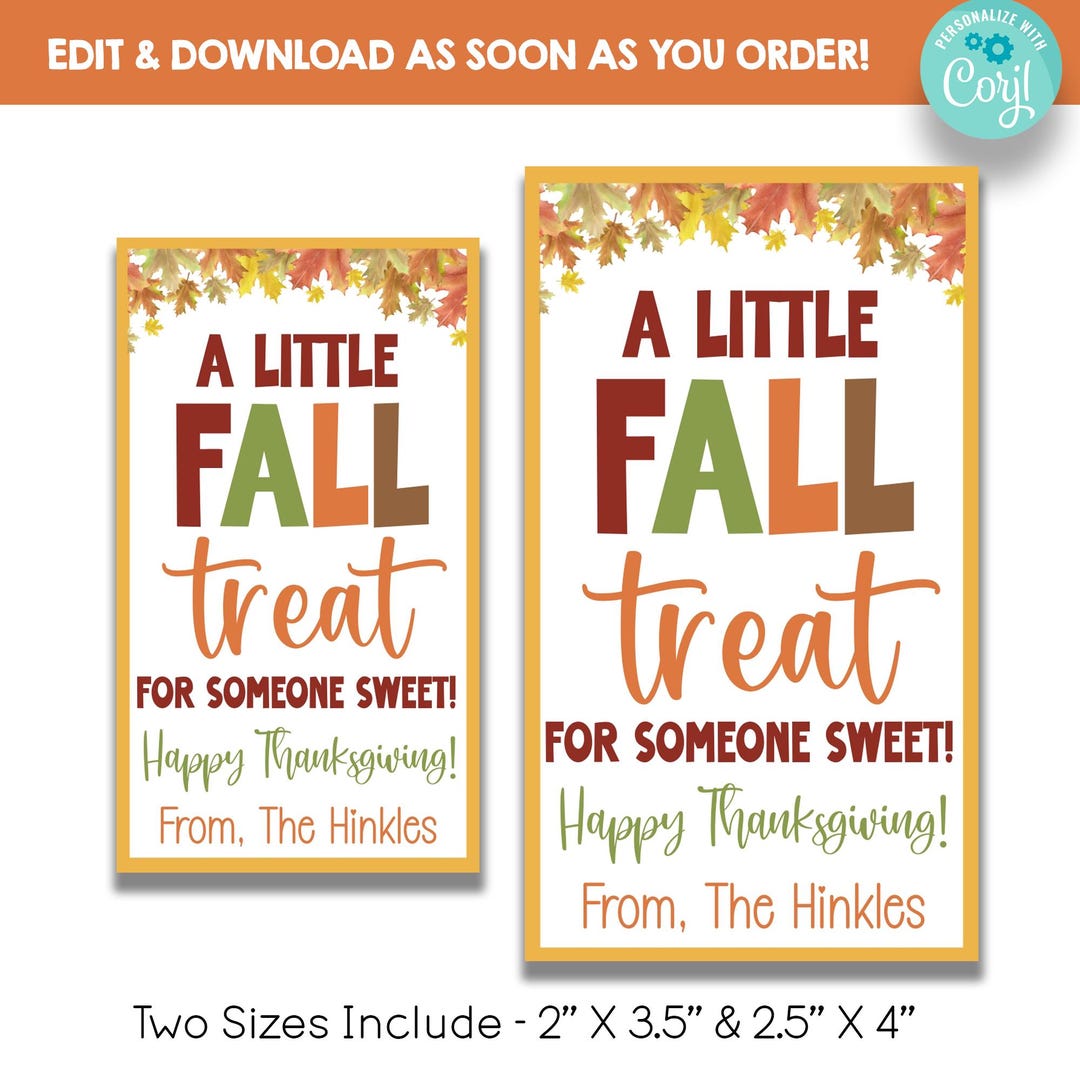 EDITABLE A Little Fall Treat for Someone Sweet Thanksgiving Treat Bag ...