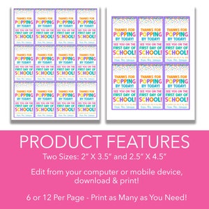 EDITABLE Pastel Back to School Open House Treat Tags | Thanks for ...