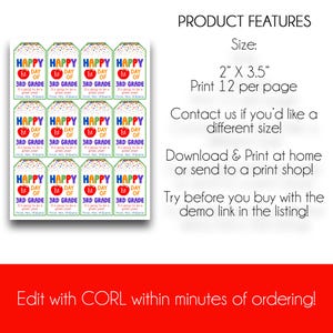 EDITABLE Bright Happy First Day of School Treat Bag Tags | Printable ...