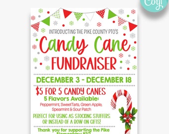 Christmas Candy Cane Gram Template Editable Candy Cane Gram - Etsy