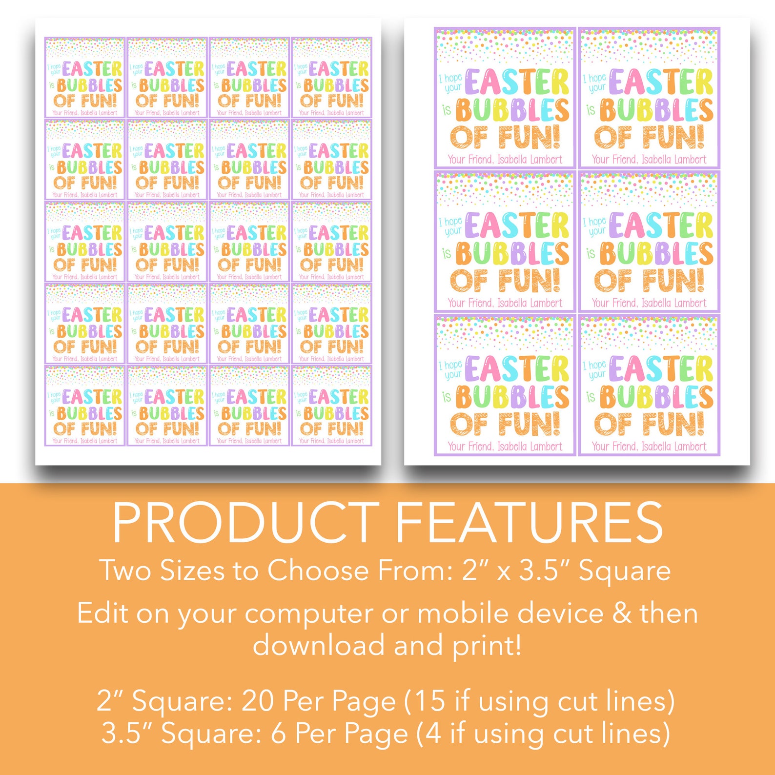 EDITABLE I Hope Your Easter is Bubbles of Fun Easter Treat Bag Tags ...