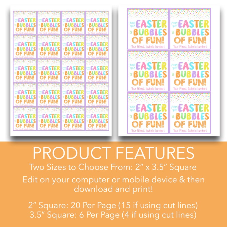 EDITABLE I Hope Your Easter is Bubbles of Fun Easter Treat Bag Tags ...