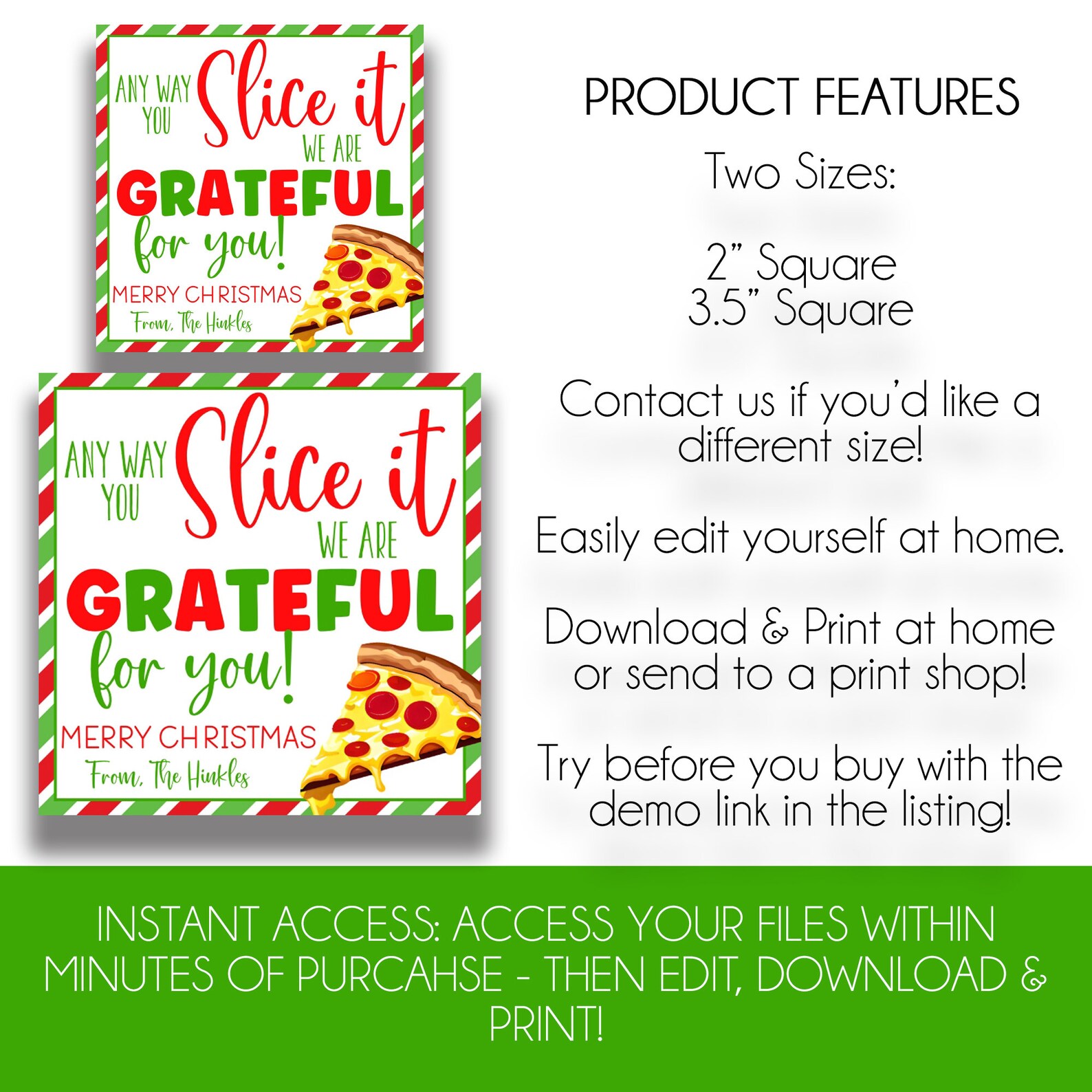 EDITABLE Pizza Gift Tags | Christmas Gift Tags | Any Way You Slice It ...