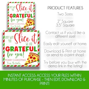 EDITABLE Pizza Gift Tags | Christmas Gift Tags | Any Way You Slice It ...
