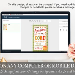 EDITABLE You Are Awesome to the Core Caramel Apple Gift Tag | Rectangle ...