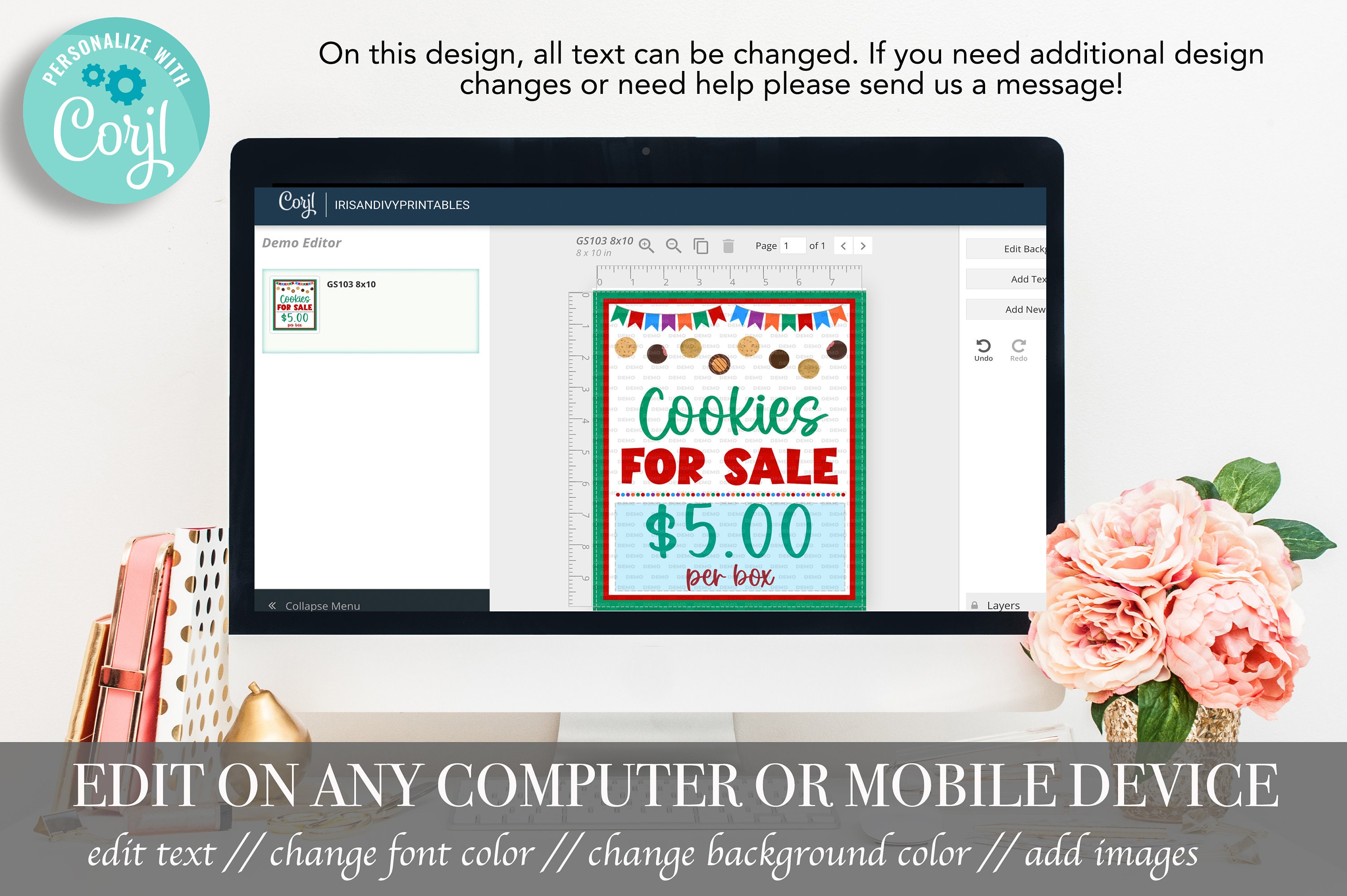 Editable Cookies for Sale Sign | Printable Cookie Sale Sign | Printable ...