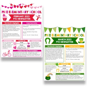 EDITABLE Yearly PTO Newsletter Template Set | Monthly PTO Newsletters ...