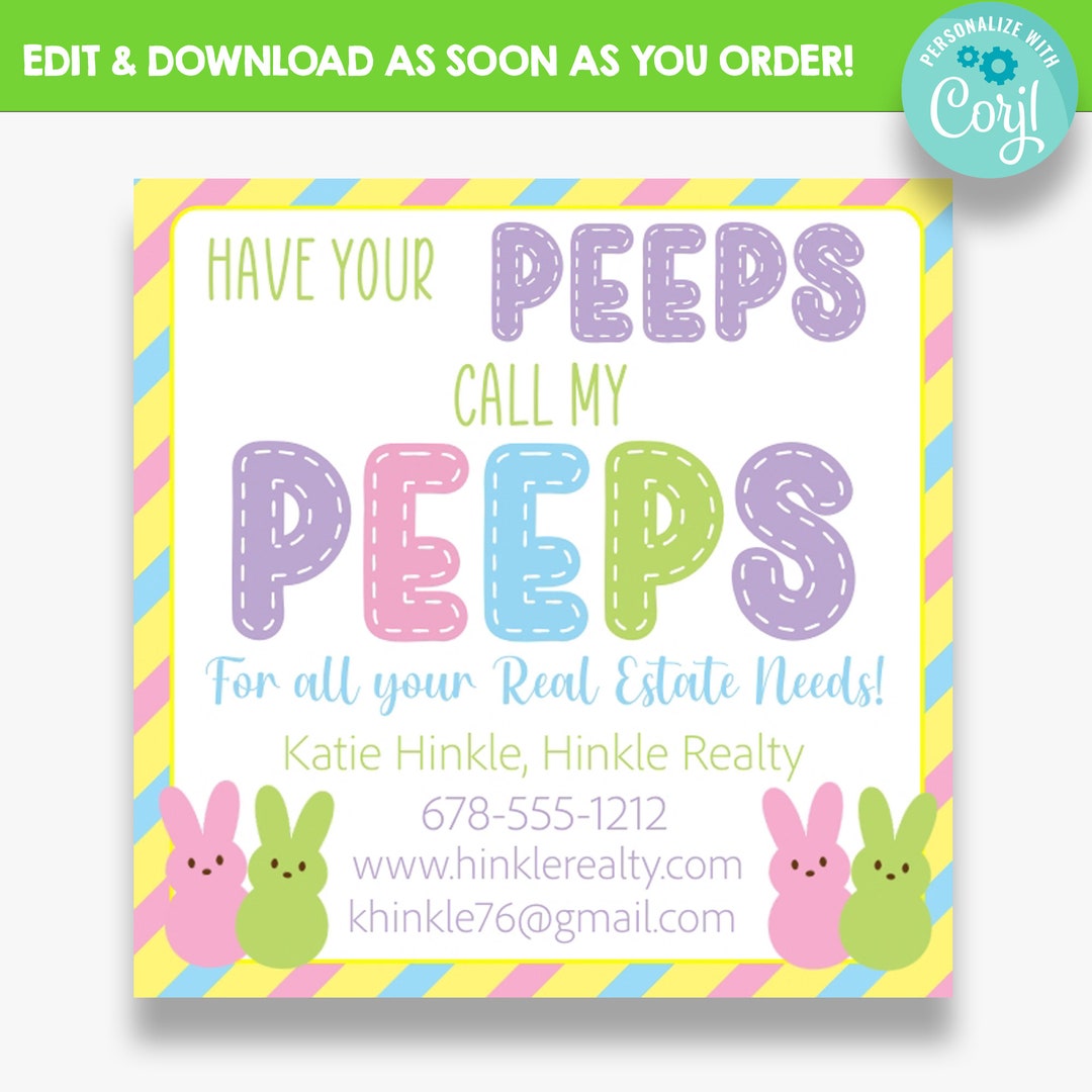 EDITABLE Have Your Peeps Call My Peeps Easter Marketing Gift Tags ...