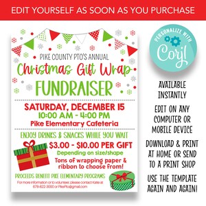 EDITABLE Christmas Gift Wrap Fundraiser Flyer | Gift Wrap Fundraiser Template | Holiday Gift ...