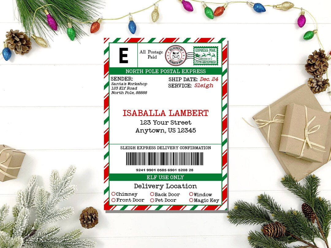 EDITABLE North Pole Mailing Label | Santa Mailing Label | Christmas ...
