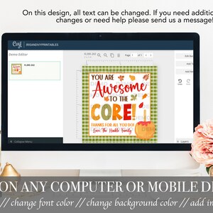 EDITABLE You Are Awesome to the Core Fall Treat Tags | Caramel Apple ...