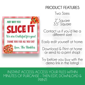EDITABLE Any Way You Slice It We Are Grateful for You Square Gift Tags ...