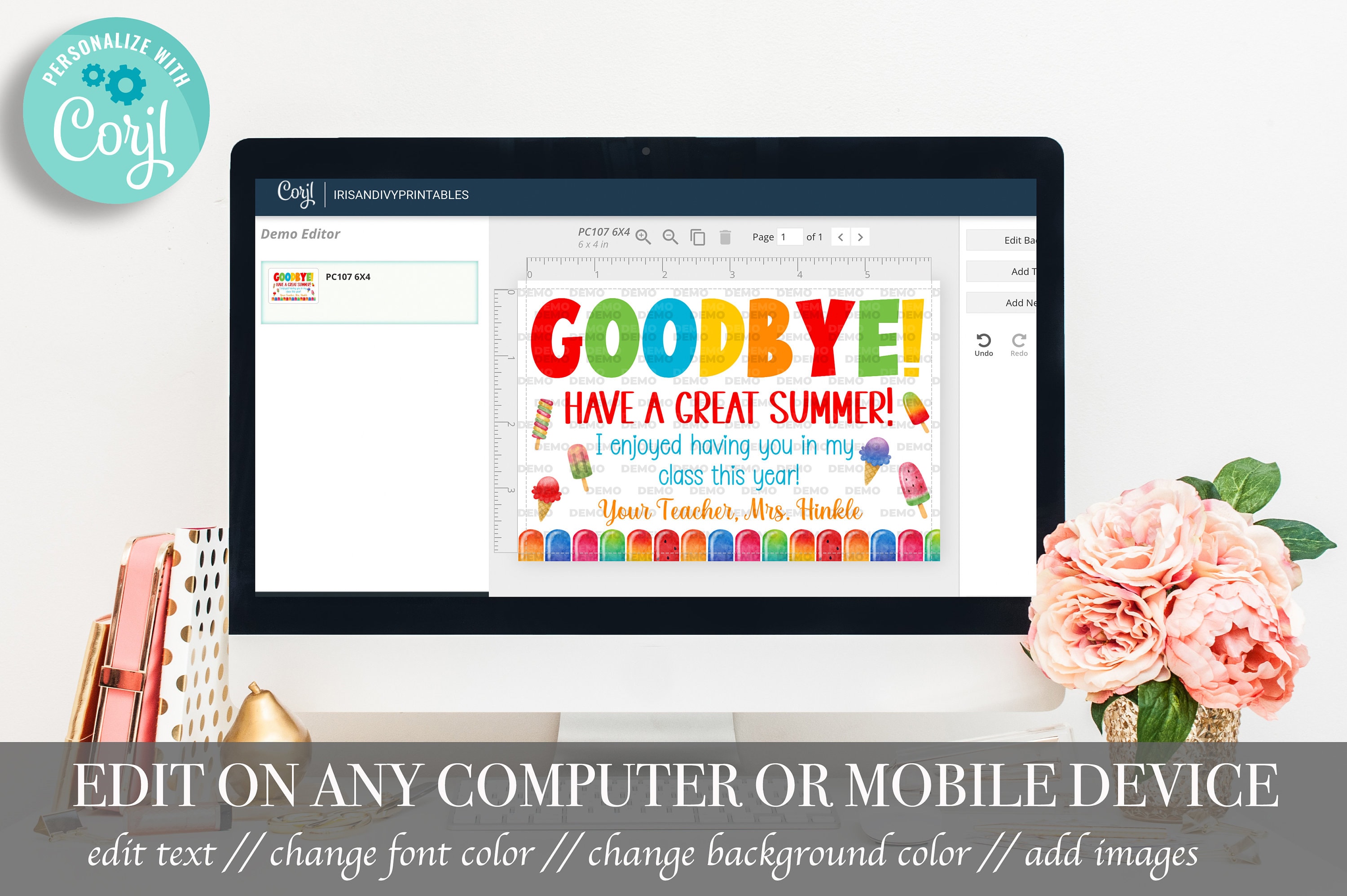 EDITABLE Goodbye! Have a Great Summer End of School Postcard From ...