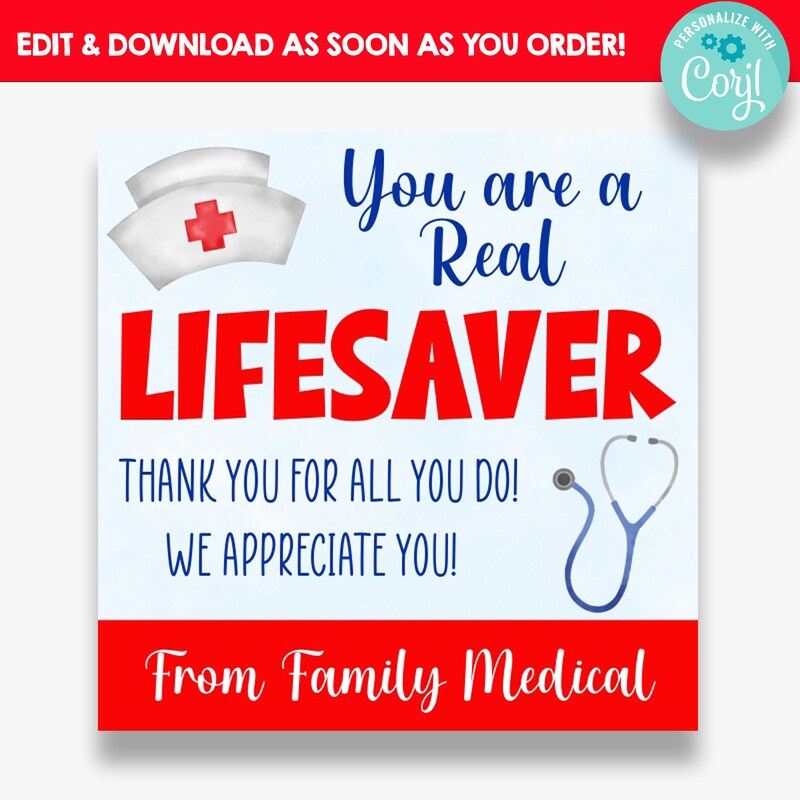 Lifesaver Thank You - Etsy