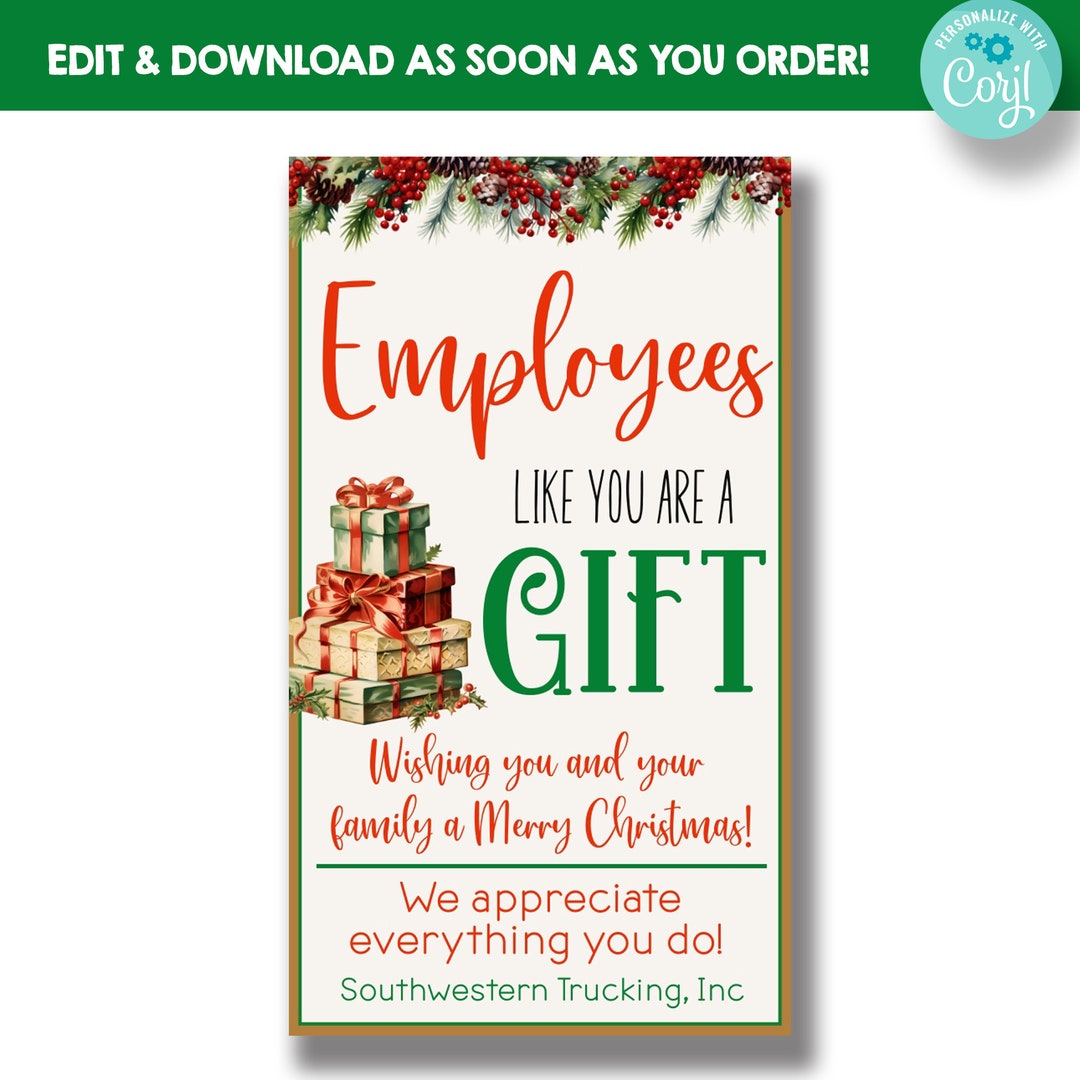 EDITABLE Employees Like You Are a Gift Christmas Gift Tags | Holiday ...