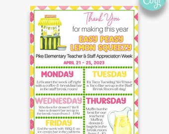 Baseball Teacher Staff Appreciation Week Itinerary Flyer - Etsy