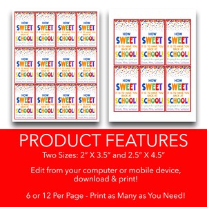 EDITABLE First Day of School Treat Tags | Bright How Sweet It is to ...