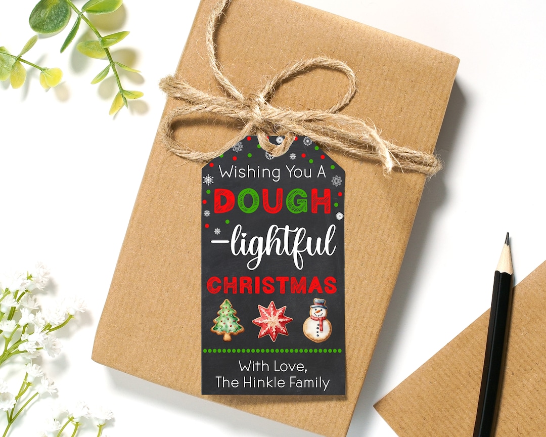 EDITABLE Christmas Gift Tags Wishing You a Dough-lightful Christmas ...