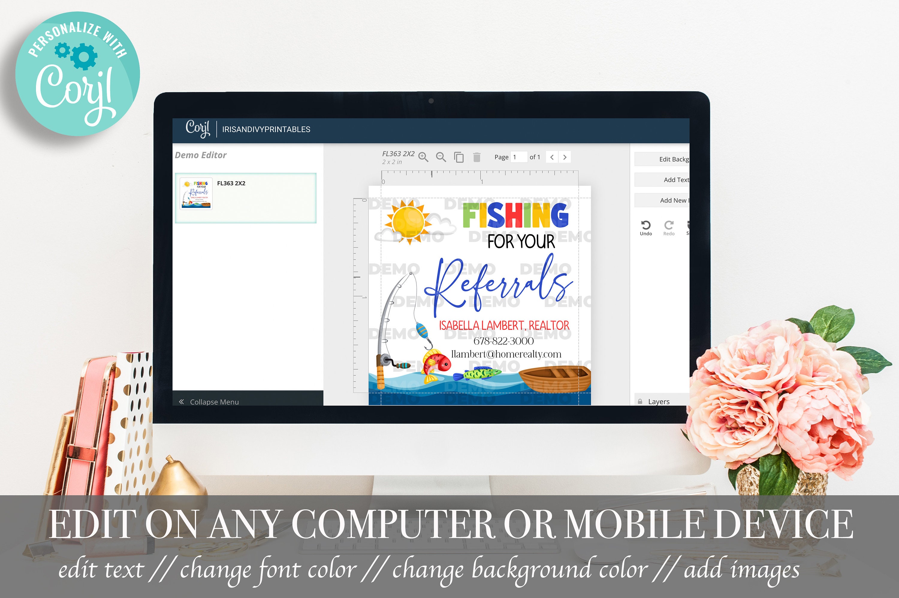 EDITABLE Fishing for Your Referrals Square Marketing Gift Tags - Etsy