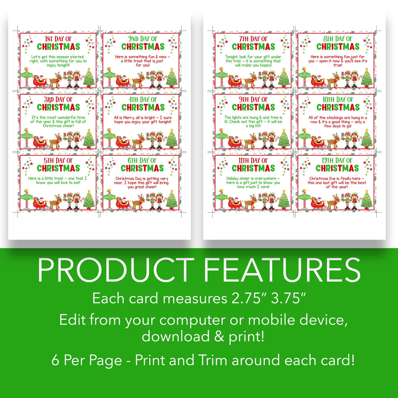 EDITABLE Twelve Days of Christmas Gift Tags | Twelve Days of Christmas ...