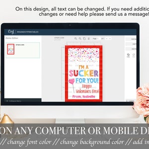 EDITABLE I'm a Sucker for You Valentine's Day Treat Tags | Candy ...